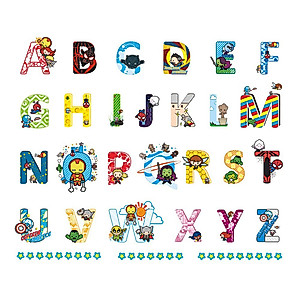 ufengke Alphabet ABC and Superheroes Wall Stickers Stars Letters Wall Decals Wall Decor for Kids Bedroom Nursery