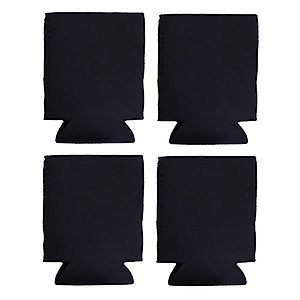 EYAKEG Blank Beer Can Cooler Sleeves (4-Pack) Bulk Sublimation Blanks for Vinyl Plain Collapsible Foam Can Sleeves Coolers for Soda Cans & Bottles Black