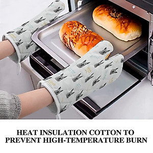 German Shepherd White Oven Mitts Heat Resistant Kitchen Cooking Mitts Anti-scalding Insulated Gloves for Kitchen Cooking BBQ