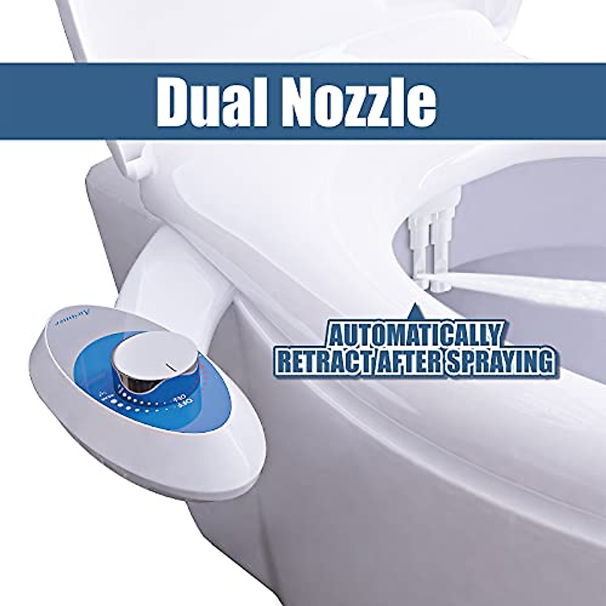 Awinner Bidet Toilet Seat Attachment，Non-Electric Ultra-Thin Fresh Water Sprayer Bidet with Self Cleaning Dual Nozzle，Adjustable Water Pressure Bidet Attachment for front and rear wash