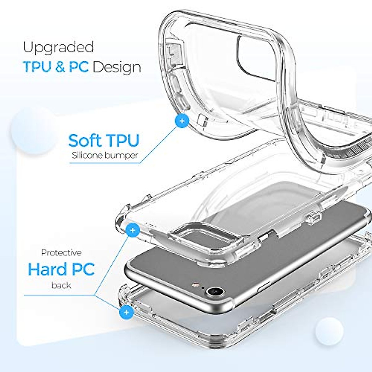 ORIbox Case Compatible with iPhone SE Case 2022/2020, Compatible with iPhone 7 Case, Compatible with iPhone 8 Case, Heavy Duty Shockproof Anti-Fall clear case