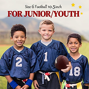 jiaonun 6 Pack Youth Size Football Junior Size Football Inflatable with Pump, Size 6 Footballs 10.5 inch, American Football, Composite Leather Football