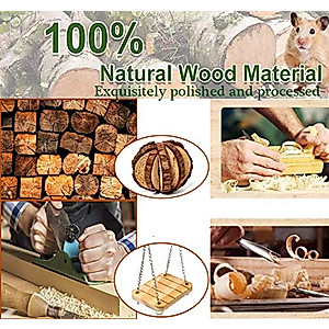 Gcace Hamster Pet Bunny Chew Toys - Natural Wooden Play Exercise Dumbells Seesaw Exercise Playing Teeth Care Molar Small Pets Accessories for Chinchillas Gerbils Bunnies Rats Small Animals