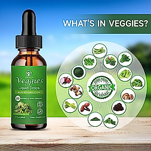 Fruits and Veggies Supplements - Liquid Drops - Made in USA, Balance of Organic Nature Fruit and Vegetables - Supports Energy Levels, Rich in Vitamin - Non GMO, Soy Free & Vegan (2Oz/60ml)