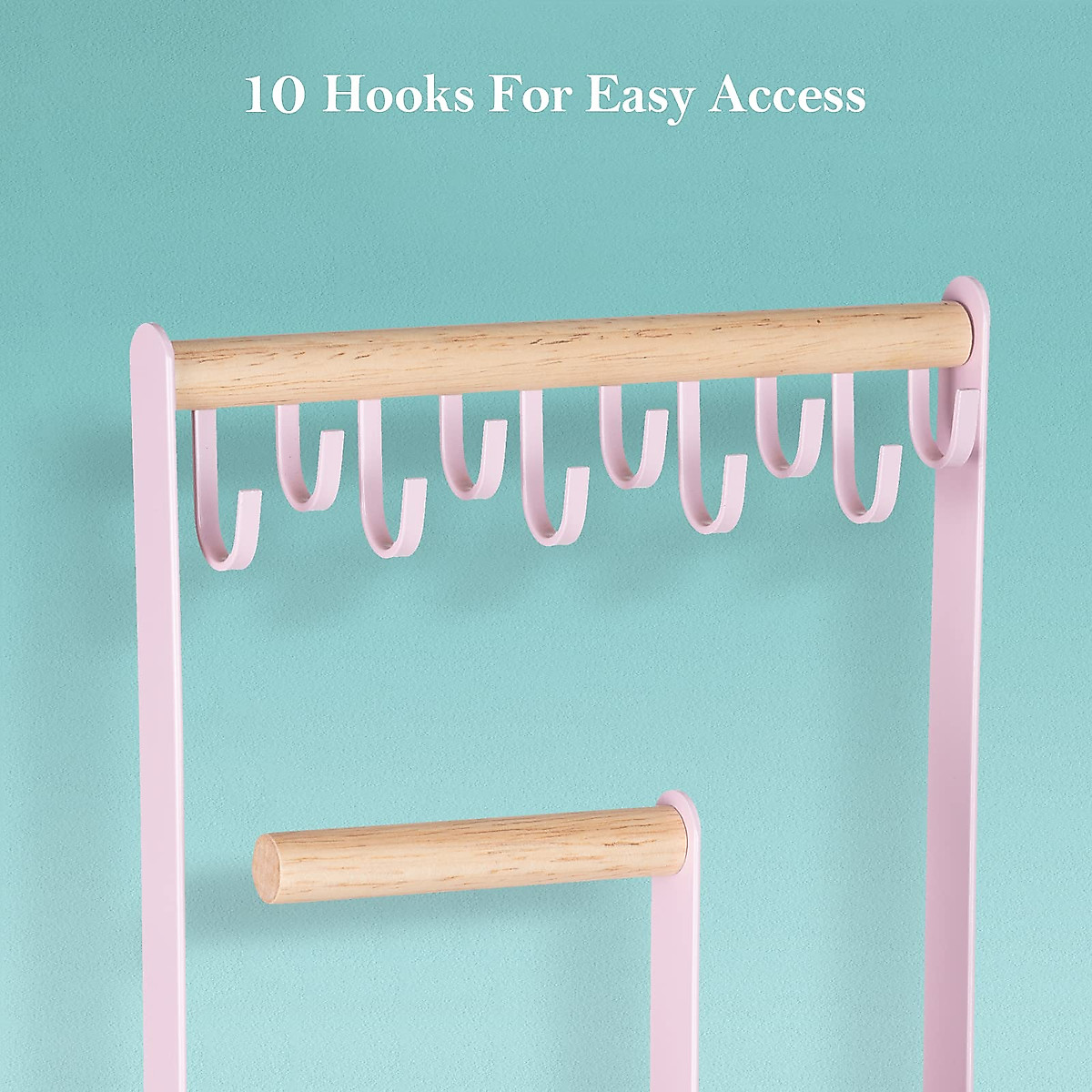 ProCase Jewelry Organizer Stand Holder, 4-Tier Necklace Organizer with Ring Tray, Small Cute Aesthetic Jewelry Tower Storage Rack Tree for Bracelets Earrings Rings - Pink