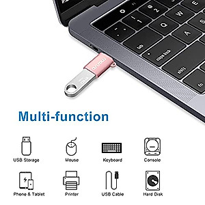 MOSISO USB C to USB Adapter 2 Pack, USB Type-C to USB Connector, Thunderbolt 3 to USB 3.0 Converter OTG Compatible with MacBook Pro 2020-2016/Air 2020-2018/Laptop Tablet/More Type-C Devices, Rose Gold