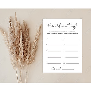 How Old Were They Game for Bridal Shower, Couple, Baby Shower, Parents-to-be - 48 Cards (Black)