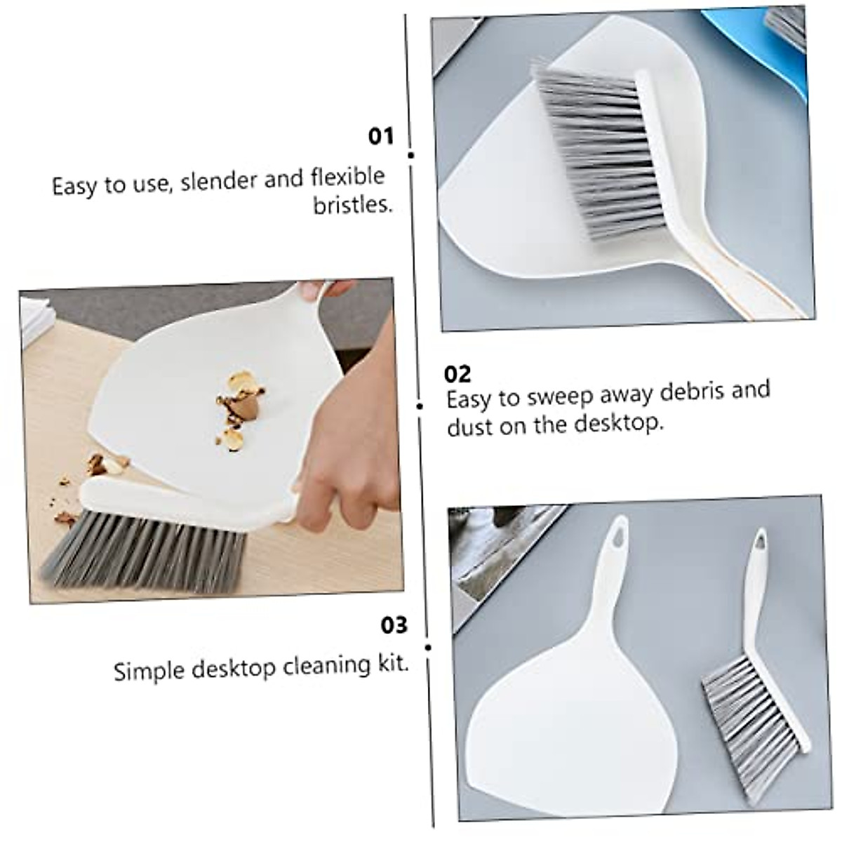 COOLHIYA 1 Set Children's Dustpan Broom Desktop Cleaning Supplies Pet Cage Broom Mini Desktop Dustpan Broom for Kid Broom Desk Cleaning Broom Sweeper Broom Keyboard Broom White