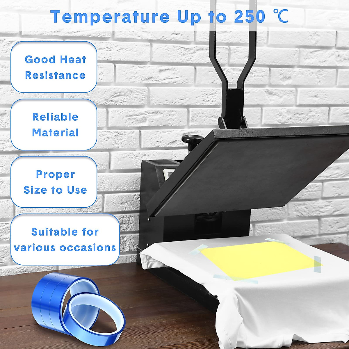 Jeyiour Heat Resistant Gloves and Sublimation Heat Tape, 9 Rolls High Temperature Tape with 1 Pair Gloves for Sublimation Silicone Bump, 10 Piece Set