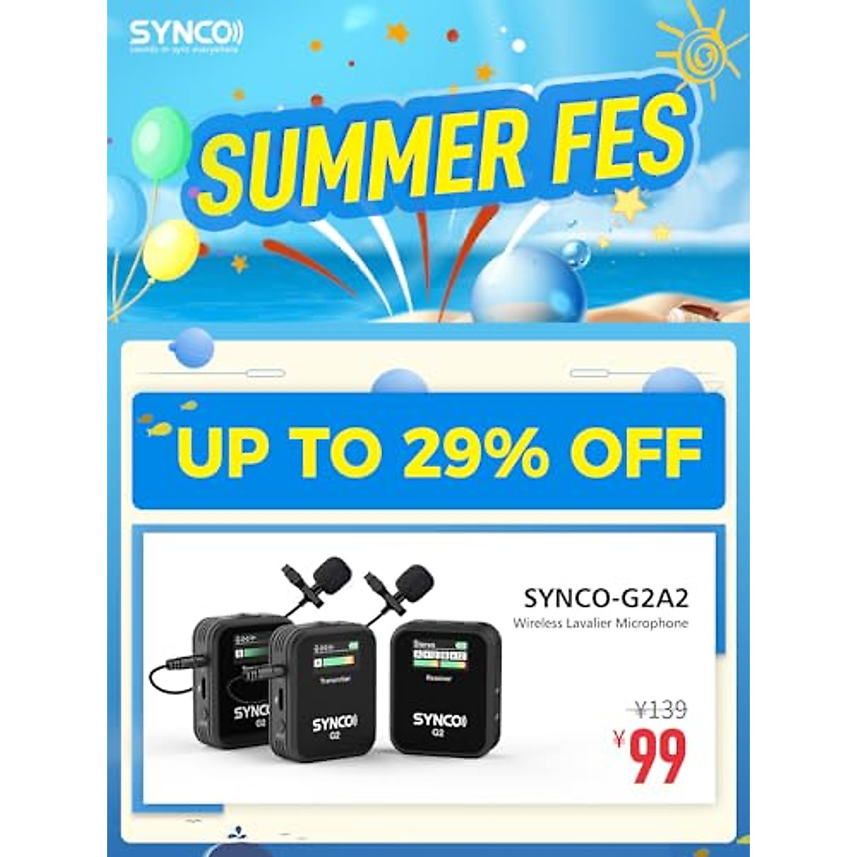 SYNCO Wireless Lavalier Microphone, G2(A2) 2.4G Dual Transmitter 48KHz 24Bit Lapel Mic 656FT 8H for Online Class Vlog Stream YouTube for Camera Smartphone Tablet