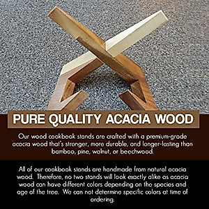 Acacia Cookbook Stand, Beautiful Cookbook Holder, Convenient Book Stand, Recipe Book Holder for countertops and Cook Book Stand for Kitchen Hands-Free Cooking, Cookbook Stand for Kitchen Counter