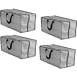 (4 ct) Clear Heavy Duty Extra Large WOVEN FABRIC Storage Bags, Clear Moving Bags, EXTRA LARGE SIZE: 29" L X 18" H X 13.5", Totes with Zippers for Clothing Blanket Storage, Dorm College Moving Supplies Boxes, Clothes Storage Bins (4), bolsas para guardar r