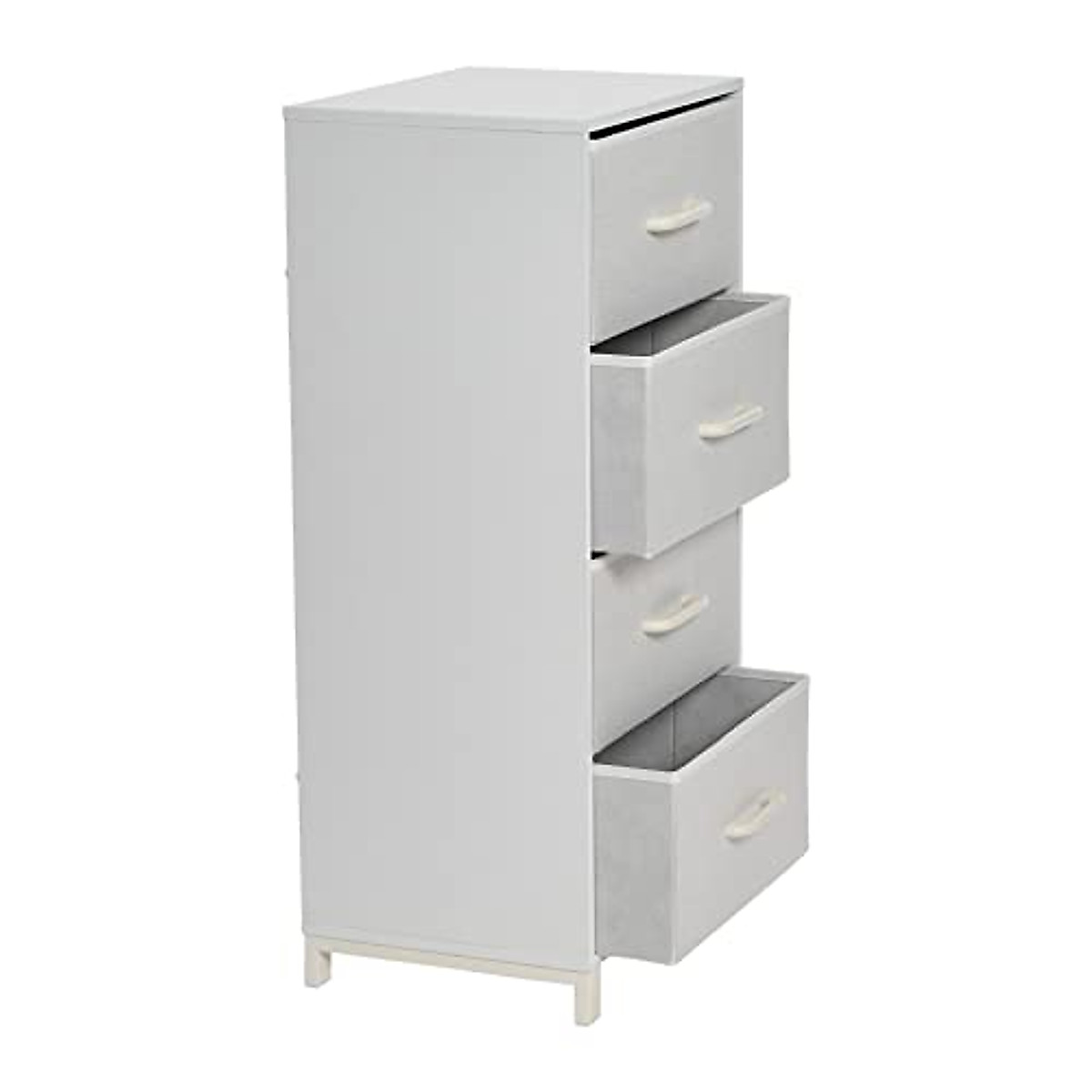 Household Essentials White 4 Drawer Bed Side Table