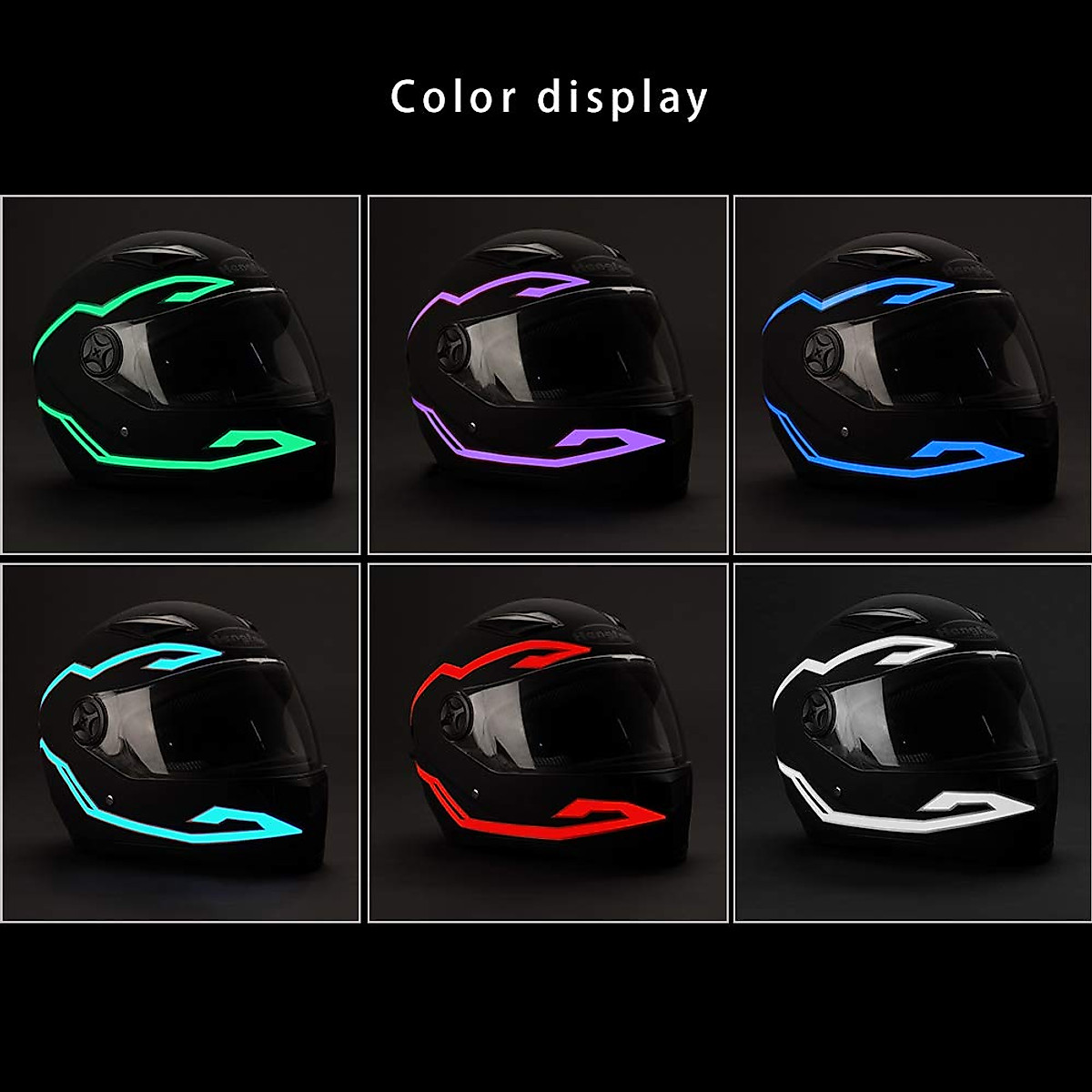 JIGUOOR 4PCS Motorcycle Helmet Light, Night Riding Signal EL Light, 3 Mode Led Helmet Light Strip Decoration Accessories Kit (Green, Battery Powered)