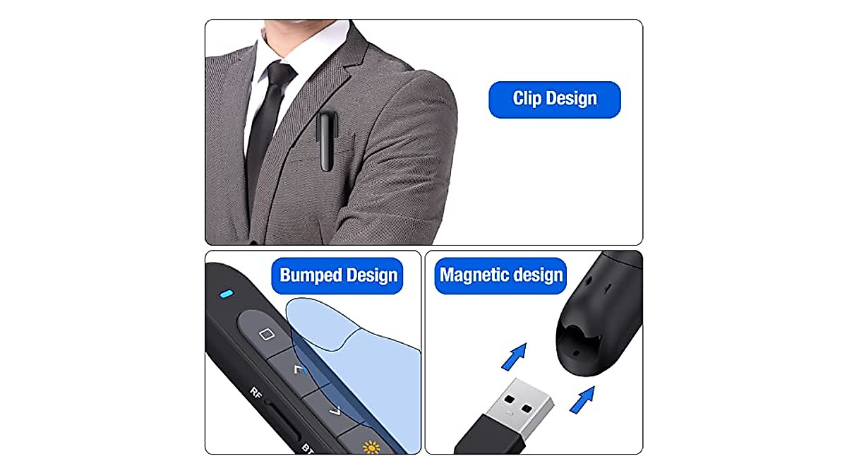 Presentation Clicker - Bluetooth & RF Dual Mode Wireless Presenter