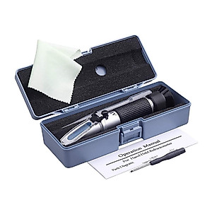 Brix Refractometer with ATC Digital Handheld Refractometer for Homebrew Wort Beer Wine Fruit Sugar, Dual Scale-Specific Gravity 1.000-1.130 and Brix 0-32% (Black)