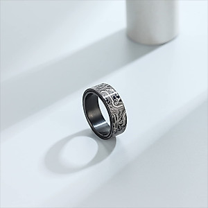 Adreamz 8mm Computer Circuit Board Pattern Ring - Spinner Fidget Ring for Men, Anxiety Relieving Fidget Black Stainless Steel Ring For Men Programmer Wedding Ring 11