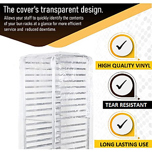 Made in USA. High quality Long-lasting use Vinyl COVER, Bakery Food Pan Sheet Rack Transparent COVER, size: 23"W x 28"L x 63"H, Long-lasting use Durable Clear Vinyl, with 3 Zippers.