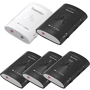 Avantree Audiplex 2403s & TR2403S Receiver, Bundle: Multiple Wireless Transmitter & Receiver, Scalable to 100PCS Headphones/Speakers