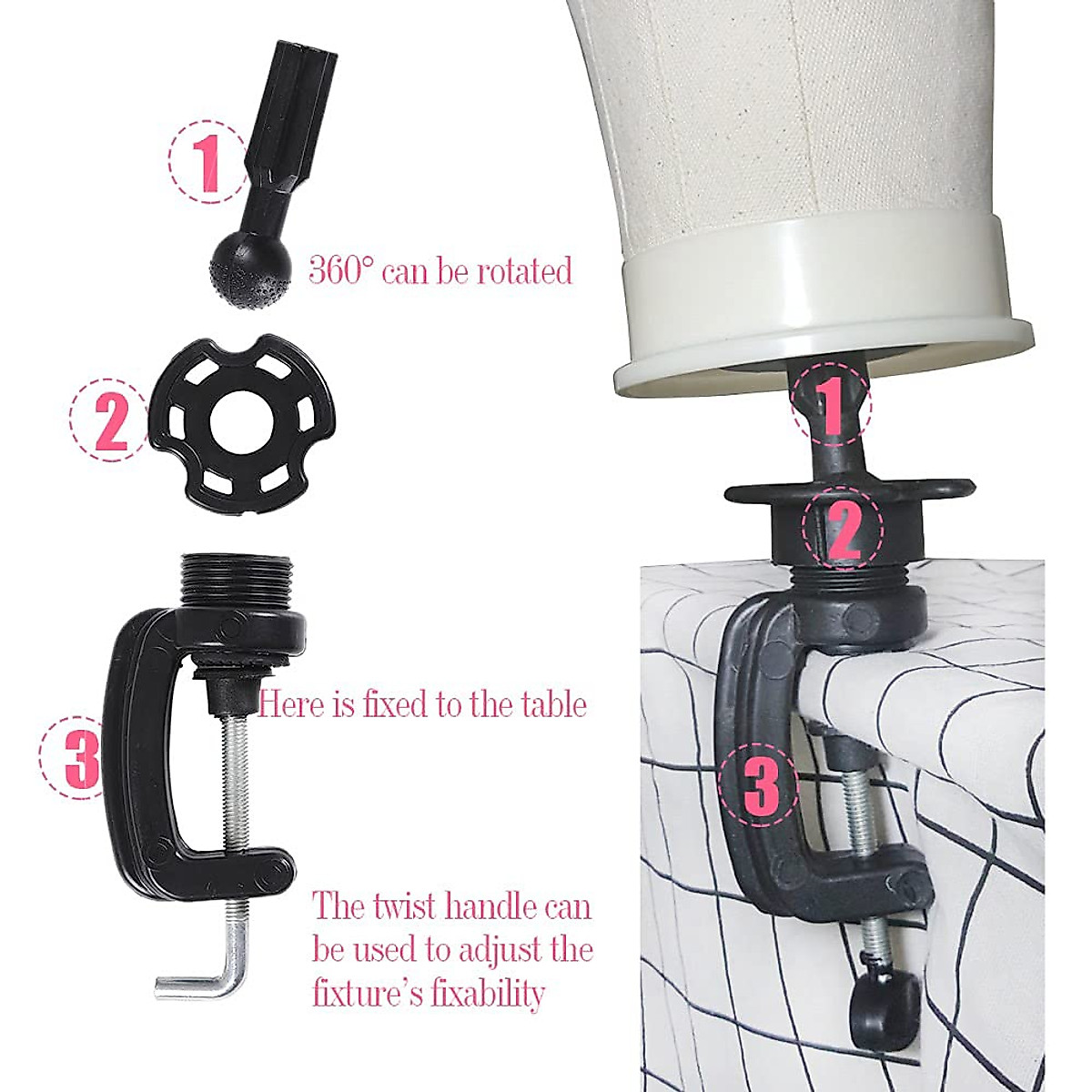 Leeven 21"-24" Canvas Wig Head Poly Manikin Head for Making Wigs Professional Mannequin Head with 20 Pcs T Pins and Clamp Stand 23 Inch