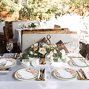 Aneco 60 Pieces Floral Paper Plates Set Disposable Party Plates 30 Pieces 7 Inch Dessert Plates and 30 Pieces 9 Inch Dinner Plates for Party, Birthday, Baby Shower