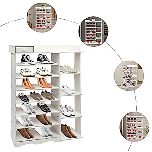 YIYIBYUS 8 Tier Shoe Rack,Wall Tower Cabinet Shoe Storage Organizer Entryway Shoe Shelf