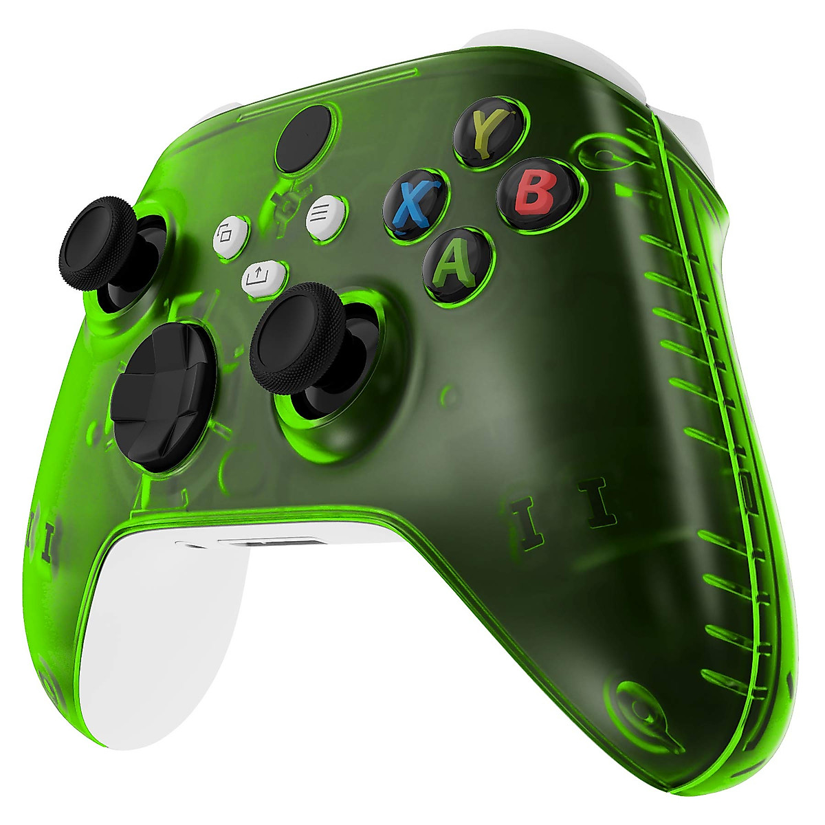 eXtremeRate Side Rails Grips Shell for Xbox Core Wireless Controller, Clear Green Replacement Part Front Housing Cover Handles Faceplate for Xbox Series X & S Controller [Controller Excluded]