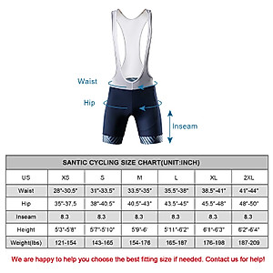 Santic Mens Cycling Bib Shorts Padded Cycle Bib Tights Mens Padded Biking Shorts Breathable Lightweight Navy L