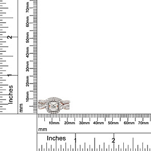 SAVEARTH DIAMONDS Princess & Round Cut Lab Created Moissanite Diamond Halo Engagement Wedding Bridal Set Ring For Women In 14K Rose Gold Over Sterling Silver (G-H Color,VVS1 Clarity,0.85 Cttw)-5.5