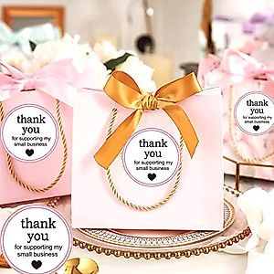 1.5 Inch Pink Merry Christmas Thank You for Supporting My Small Business Stickers with Hearts - Heart Thank You Present Gift Labelsfor Envelope Sealing,Business Packaging and Gift Wrap 500Pcs