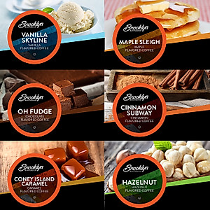 Brooklyn Beans Coffee Pods Flavored Gourmet Variety Pack, Compatible with 2.0 Keurig K Cup Brewers, 40 Count