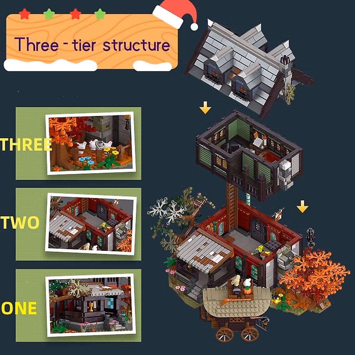 LOVEBRICK 2710 PCS a Frame Cabin Medieval inn Architecture Castle Building Blocks Set Model kit Toy MOC DIY Creative Kid Adult Collection Toy