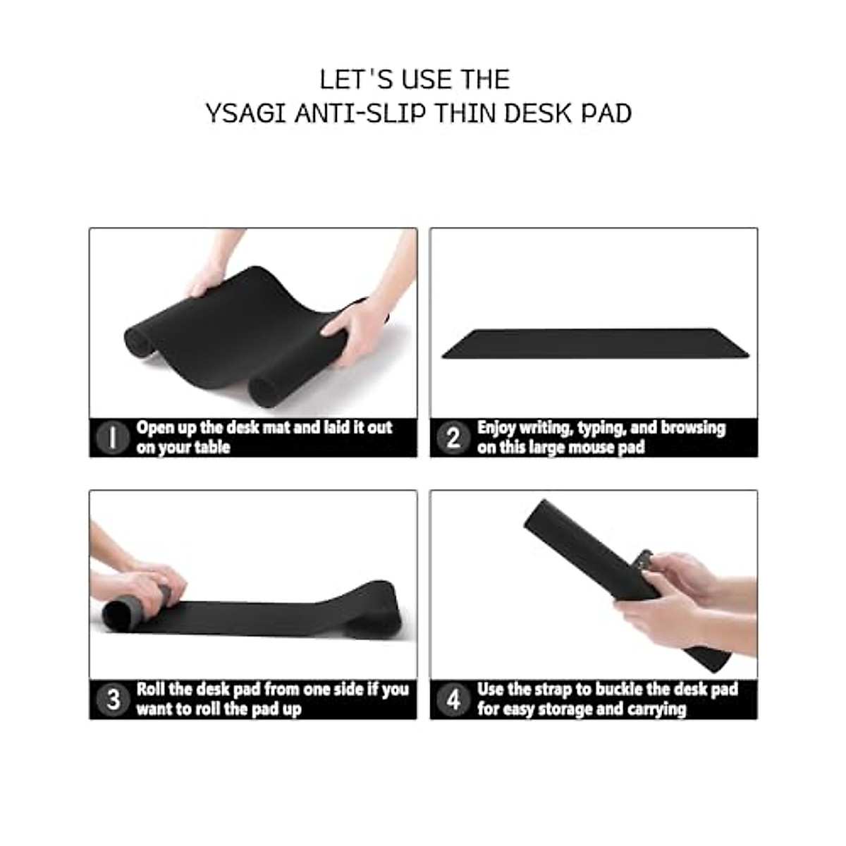 Non-Slip Leather Desk Mat, Desk Mouse Pad, Waterproof PVC Leather Desk Table Protector, Large Desk Blotter, Easy Clean Laptop Desk Writing Mat for Office/Work/Home/Decor(Black, 35.4" x 17")