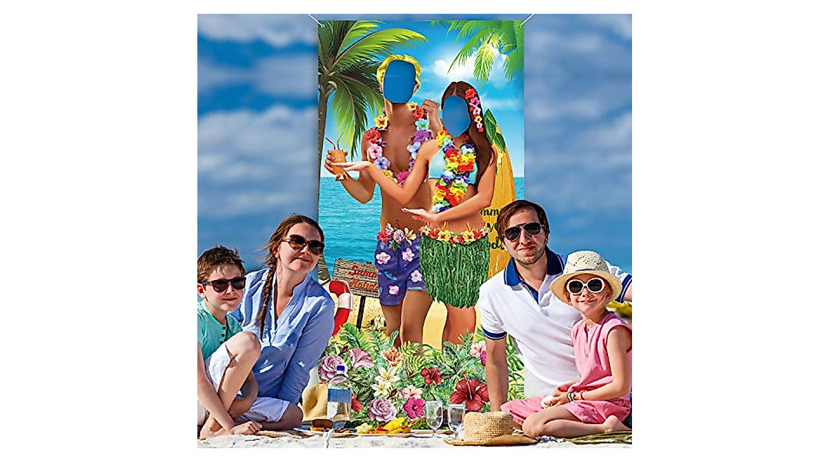 Hawaiian Aloha Party Decorations Luau Couple Photo Prop, Giant Fabric ...