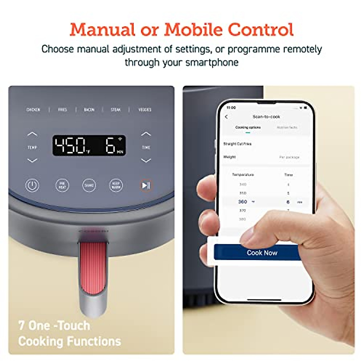 COSORI Air Fryer 4 Qt, 7 Cooking Functions Airfryer, Truffle Gray & Air Fryer Liners, 100 PCS Square Disposable Paper Liners