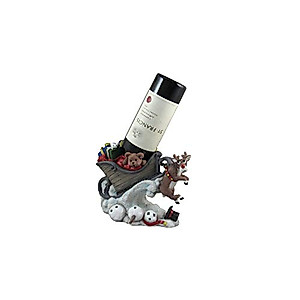 World of Wonders Night Before Christmas Reindeer Sleigh Wine Bottle Holder | Christmas Decorations | Table Top Wine Bottle Holder | Wine Bar Holiday Décor - 10.25L