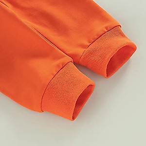 Newborn Baby Valentine's Outfits Set Infant Boy Girl Crewneck Sweatshirt Elastic Waist Pants Heart Print Fall Spring Clothes (Orange,18-24 Months)