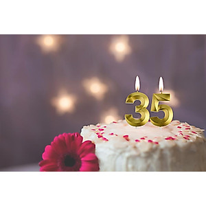 Gold 35th & 53rd Birthday Candles,Gold Number 35 53 Cake Topper for Birthday Decorations Party Decoration