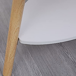 RVEE 2 Tier Coffee Table Cocktail Table Sofa Table Ellipse Oval Modern Mid Century Wood Legs White