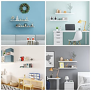 White Floating Shelves Wall Mounted Set of 4, Perfecct Home Decor for Living Room Kitchen Bedroom Bathroom Office Shelf with Towel Bar Décor Shelves Trophy Display Photo Frames and More…