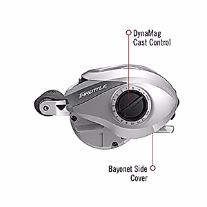 Quantum Throttle Baitcast Fishing Reel, Size 100 Reel, Right-Hand Retrieve, Lightweight Graphite Frame and Side Covers, Continuous Anti-Reverse Clutch, 7.3:1 Gear Ratio, Silver/Black