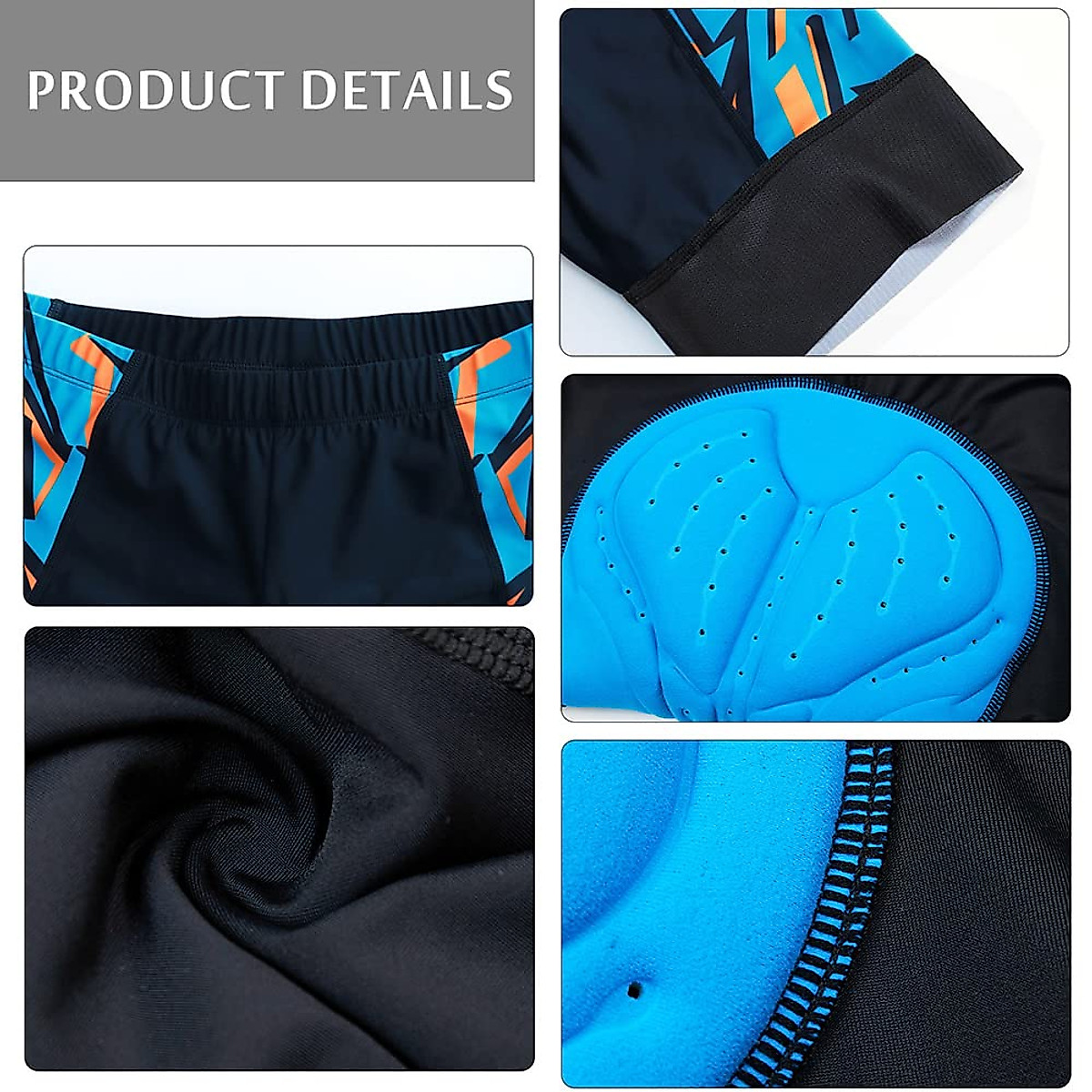 Mens Bike Shorts Cycling Pants, 3D Padded Bicycle MTB Clothing Breathable for Riding Biker,Lakeblue XL