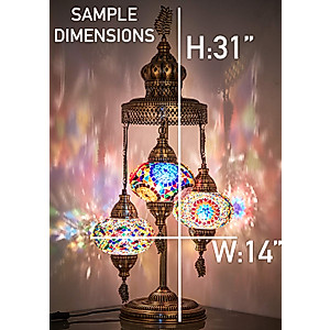 DEMMEX (16 Colors) 2020-3 Big Globes Magnificent Handmade Turkish Moroccan Mosaic Tiffany Table Desk Bedside Lamp Lampshade Night Accent Mood Light for North American Use, 31" Height (Customizable)