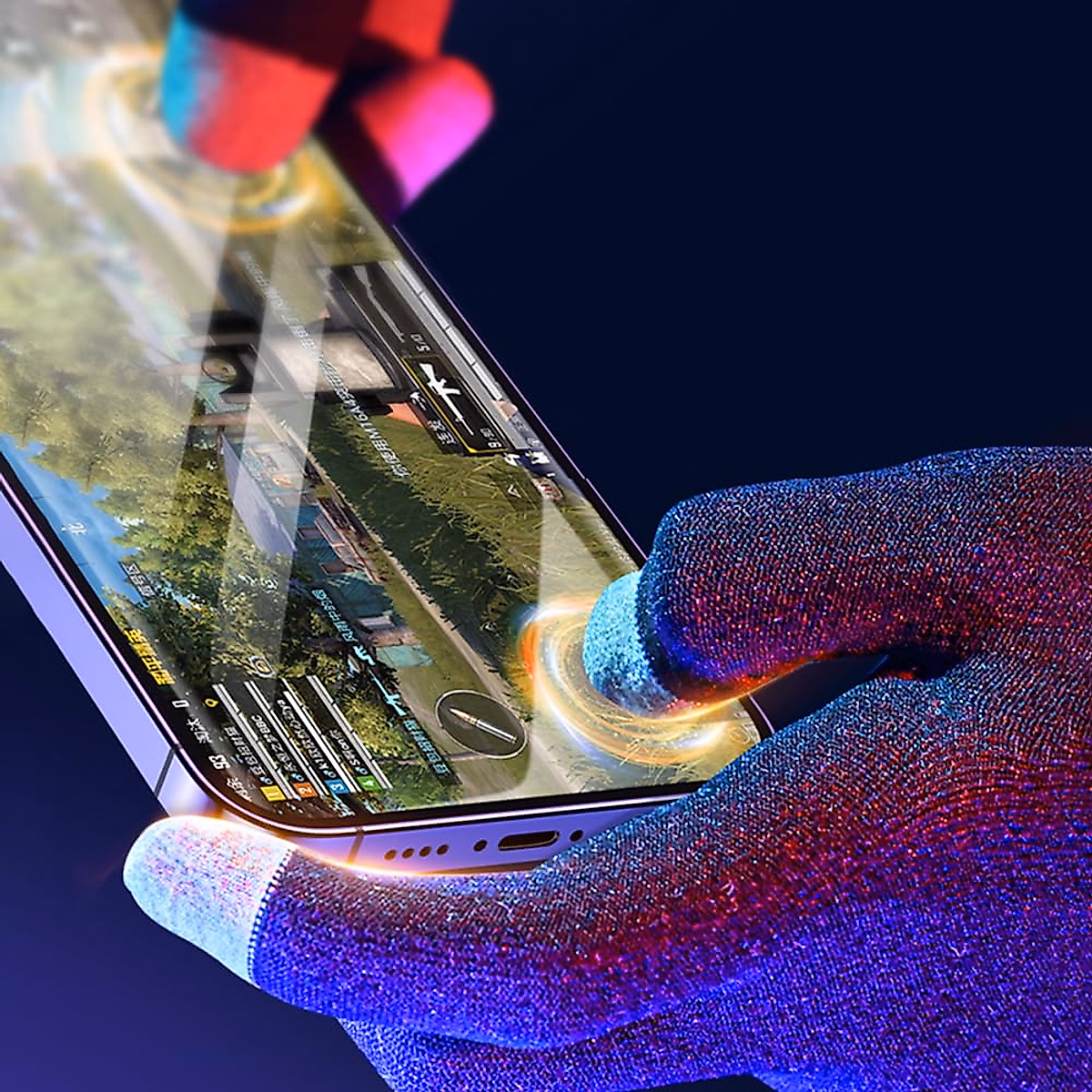 Aktudy 1 Pair Five-Finger Gloves Highly Sensitive Gaming Finger Sleeves Anti-Sweat Breathable Keep Warm for PUBG E-Sports Sara Gaming Gloves (Blue)