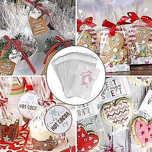 Ghims 100PCS Clear Cellophane Bags, Cellophane Treat Bags, Clear Gift Bags, 1.4 mils Thick Self Sealing OPP Cello Bags for Bakery Cookies Goodies Favor Decorative Wrappers (3.9" x 5.9")