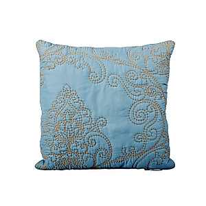 Home Soft Things Damask 4 Piece Bedspread Set, Scalloped Edge Reversible Coverlet Comforter Prewashed Bedding Set, Matelasse Embossed Floral Solid Pattern,Forget Me Not Oversize Queen(110" x 120")