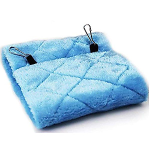 Cdycam Plush Pet Bird Hut Nest Hammock Hanging Cage Warm Nest Happy Snuggle Cave Tent (Blue, Large)