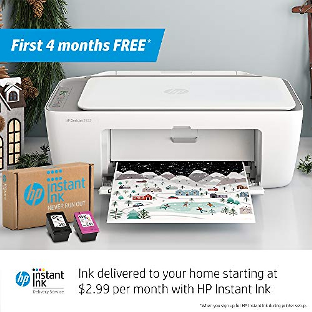 HP Deskjet 2622 All-in-one Printer Wireless Print Scan Copy, USB Cable Included