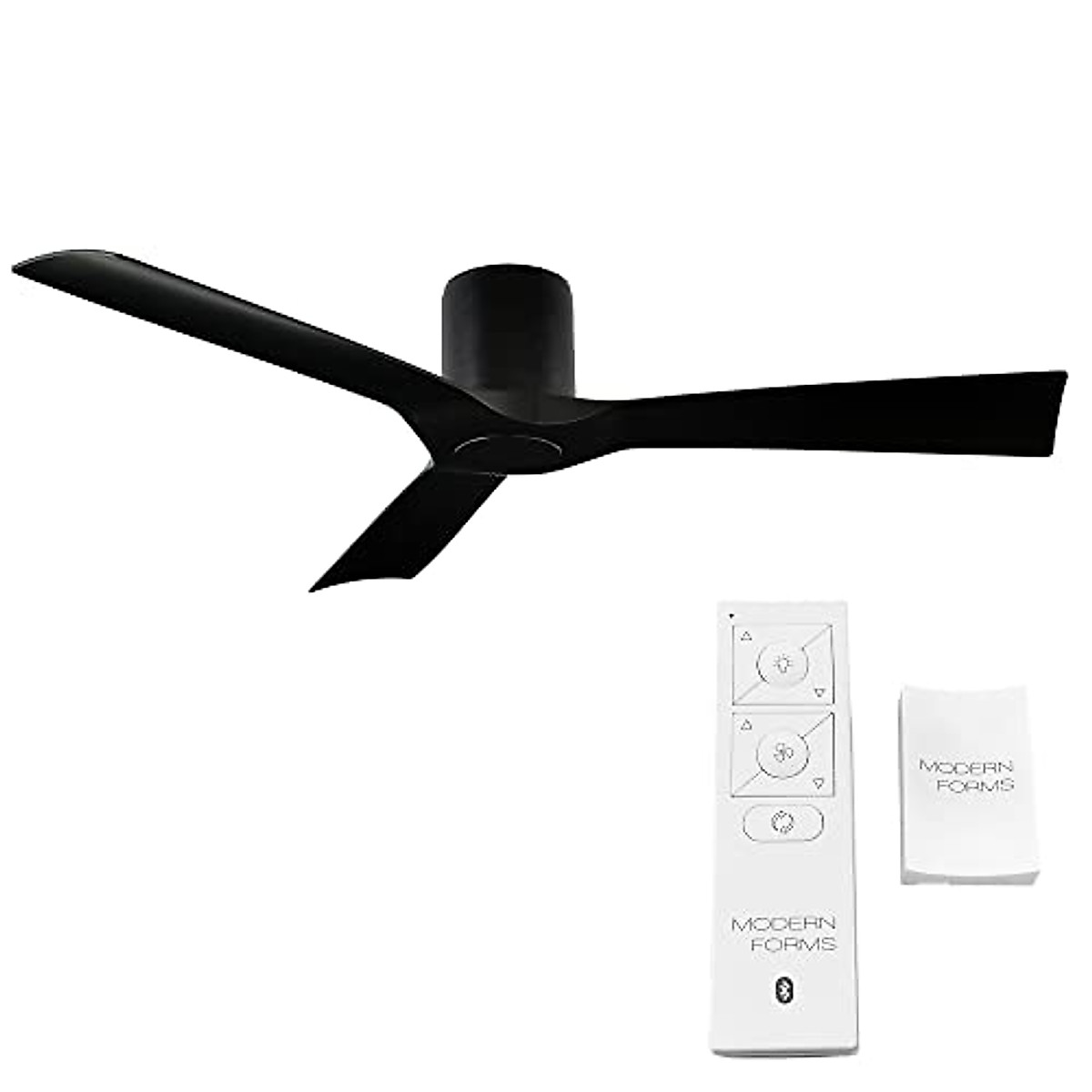 Aviator Indoor and Outdoor 3-Blade Smart Flush Mount Ceiling Fan 54in Matte Black with Wall Control (Light Kit Sold Separately)