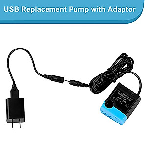 VinDox Replacement Pump for Pet Drinking Fountains- SP-400LV USB Replacement Pump with Adaptor - Compatible with PETSAFE DRINKWELL Ceramic, Stainless Steel and 360 Dog & Cat Water Dispensers